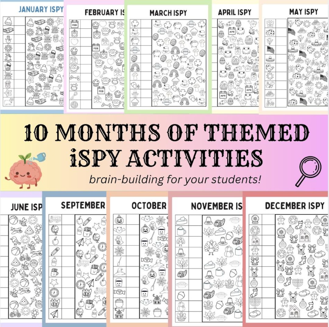 Ispy for Every Month of School! - 10 Digital Printable Ispies for Your ...