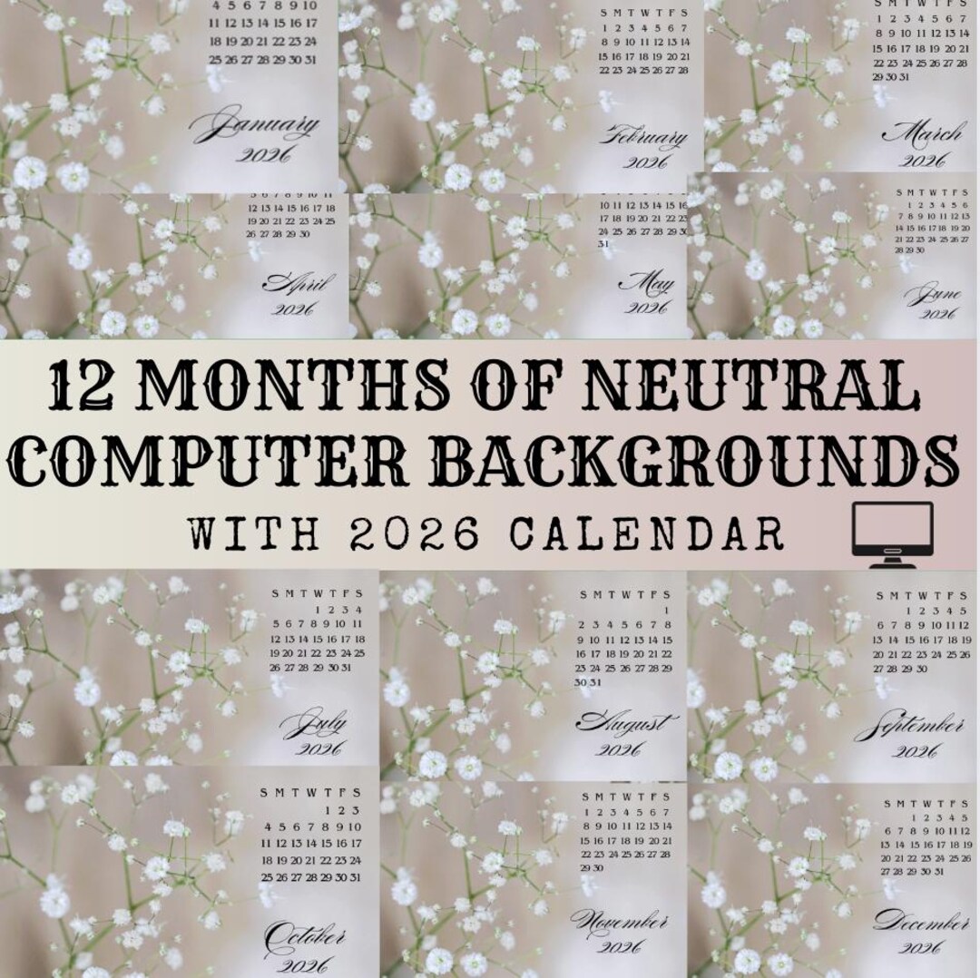 12 Neutral Monthly Desktop Wallpapers With Calendar | 2026 Computer ...
