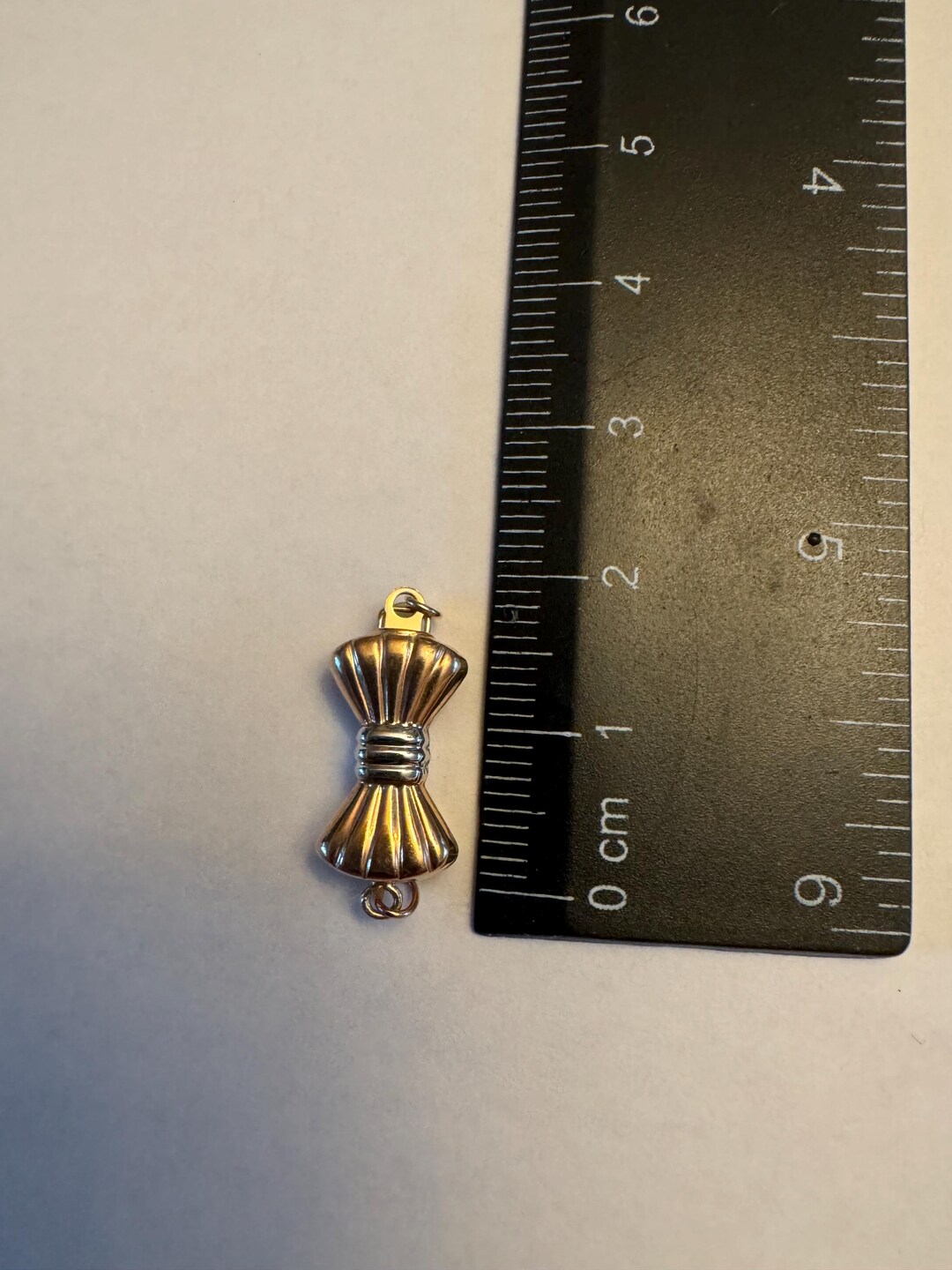 14KT Solid Gold Fancy Bow Clasp, Two-tone White and Yellow Gold ...