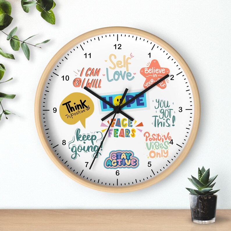 Positive Quotes Wall Clock, Inspirational Clock, Motivational Home ...