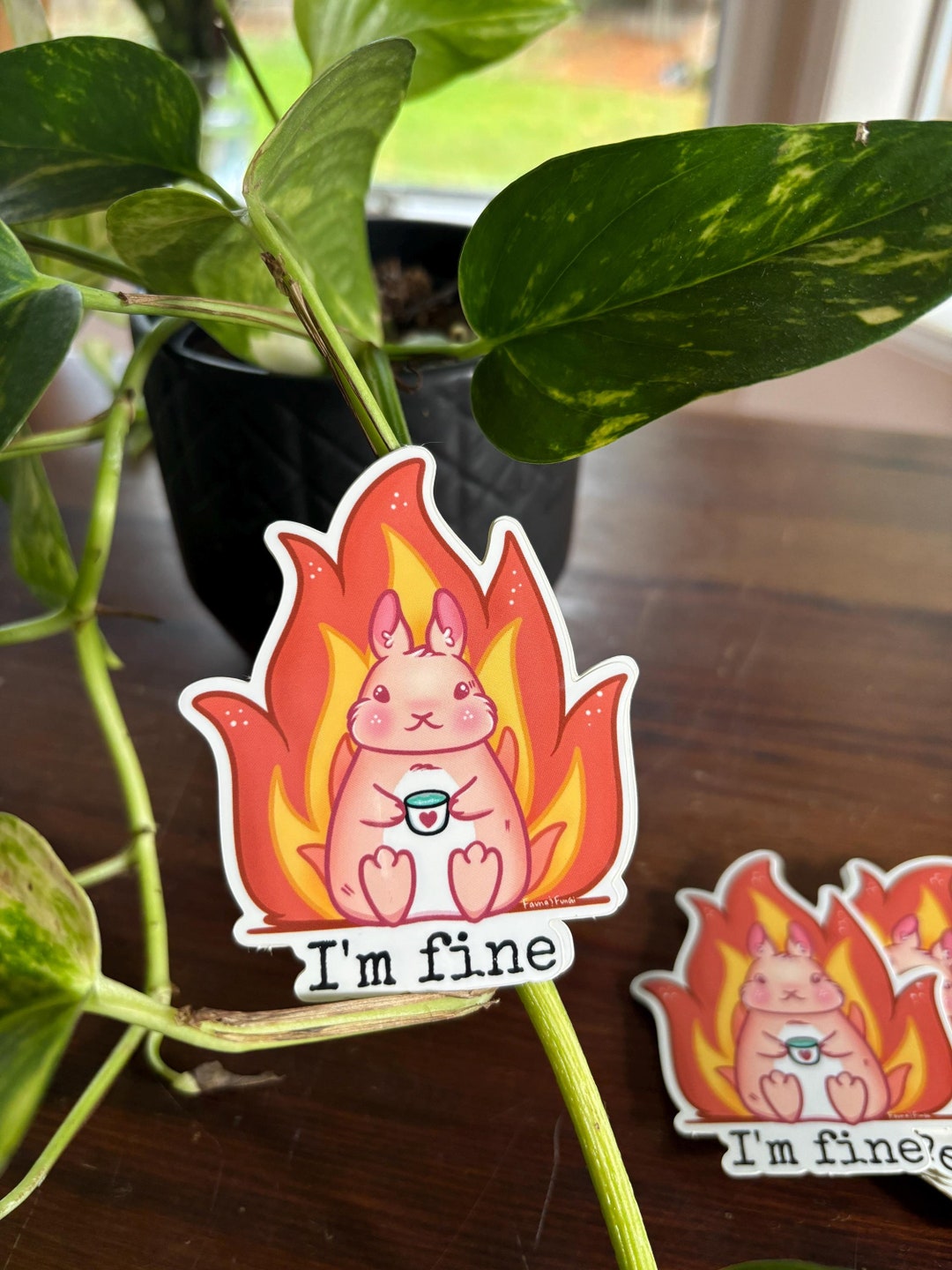 I'm Fine Sticker | Rabbit Sticker, Sarcastic Sticker, Laptop Sticker ...
