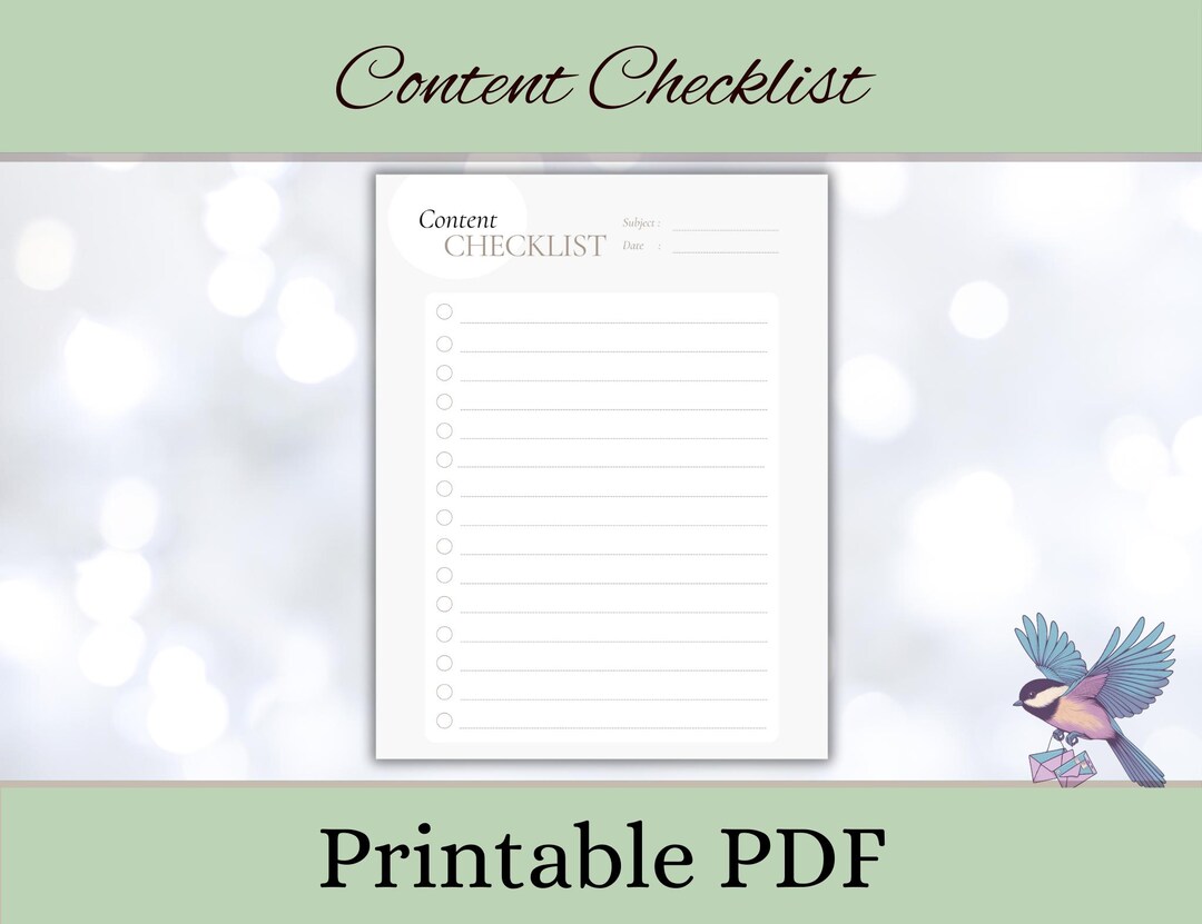 Content Creator Checklist Printable 8.5 X 11 - Etsy