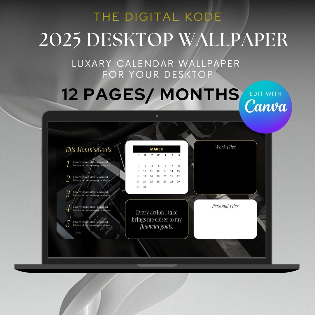 2025 Luxury Desktop Organizer Wallpaper – Customizable Calendar & File ...