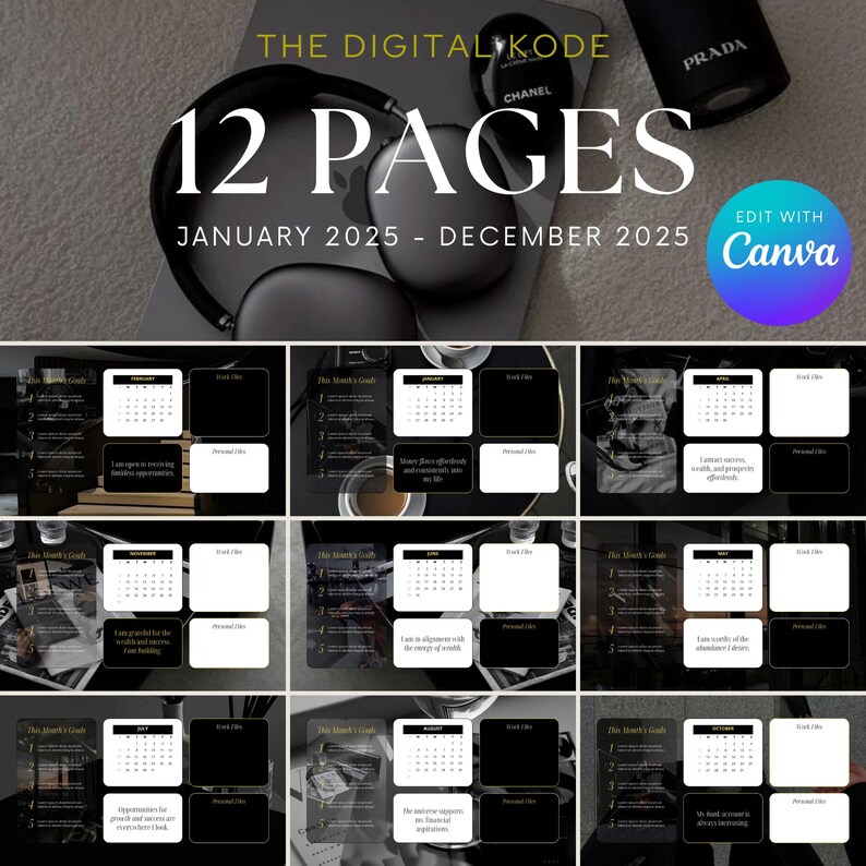 2025 Luxury Desktop Organizer Wallpaper – Customizable Calendar & File ...