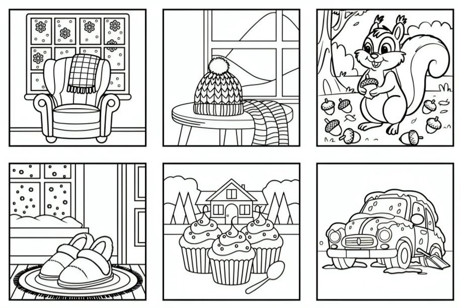 100 Bold and Easy Winter Coloring Pages Cozy, Fun, and Stress-relieving ...