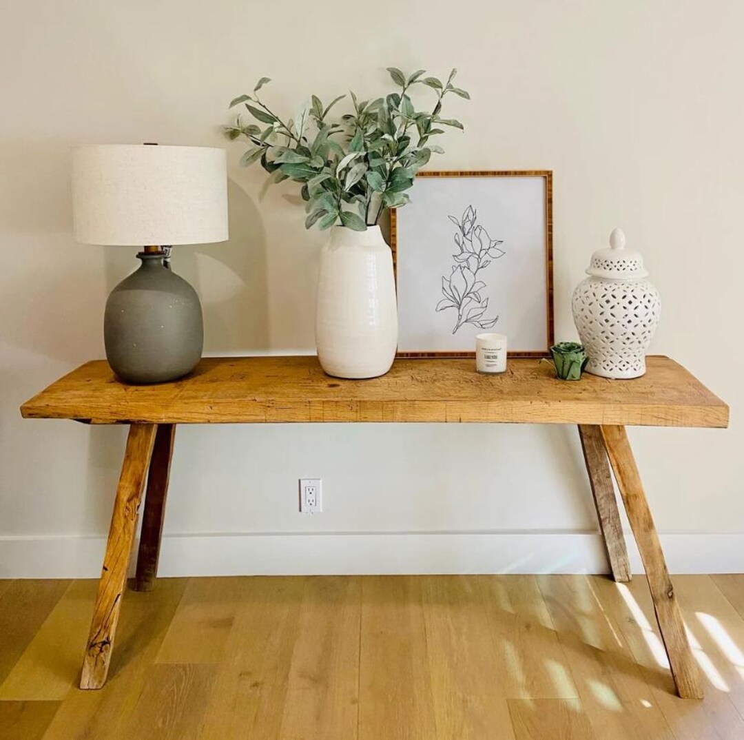 Vintage Reclaimed Wood Console Table, Handmade Rustic Entryway Table ...