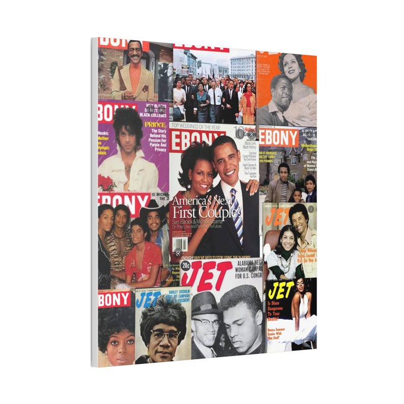 Vintage Ebony & Jet Magazine Collage Canvas Stretched - Etsy