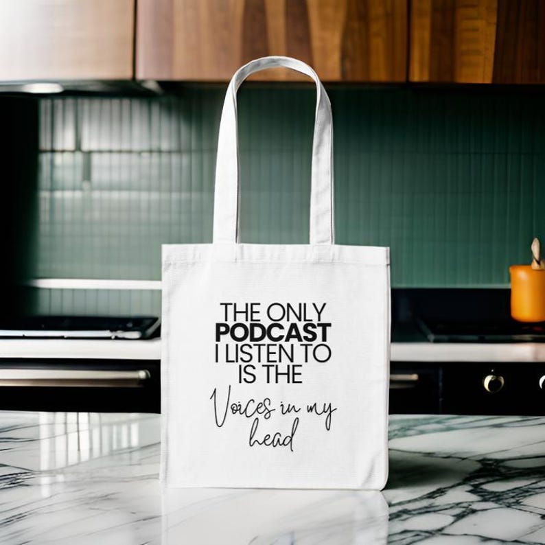 Funny Voices in My Head Tote Bag, Podcast Lover Gift, Quirky Statement ...