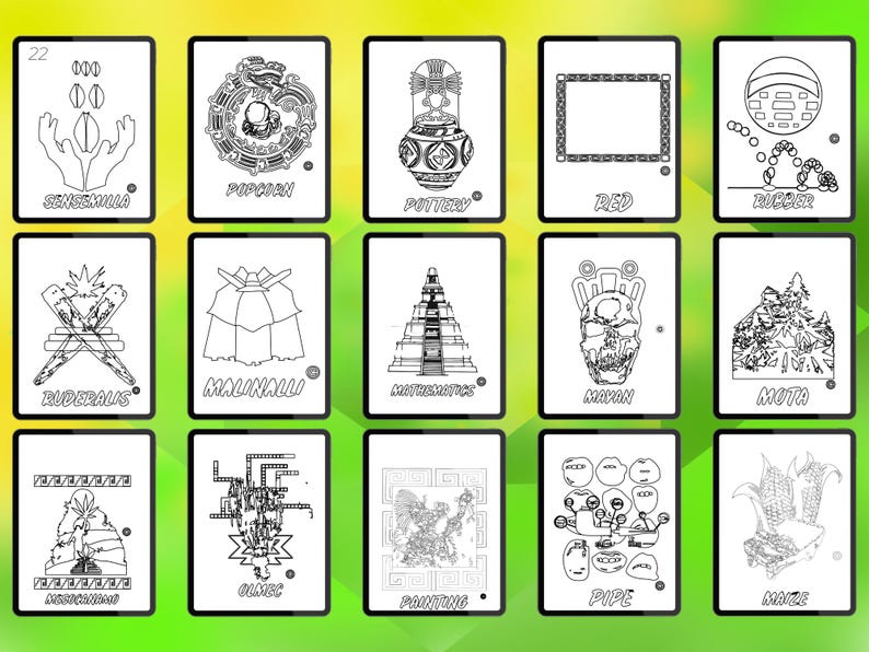 Loteria Card Game Coloring Pages Set, El Corazon Design, Mexican Bingo ...