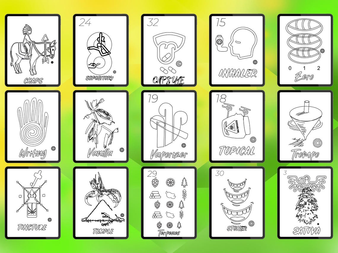 Loteria Card Game Coloring Pages Set, El Corazon Design, Mexican Bingo ...