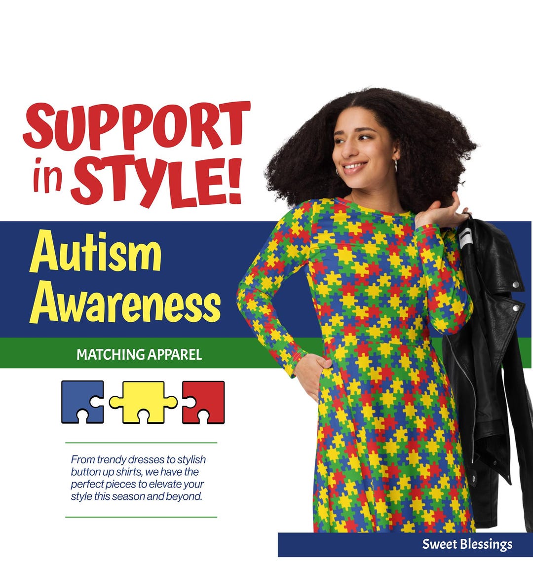 Autism Puzzle Teacher Midi Length Dress Ladies Women Teens - Autism ...