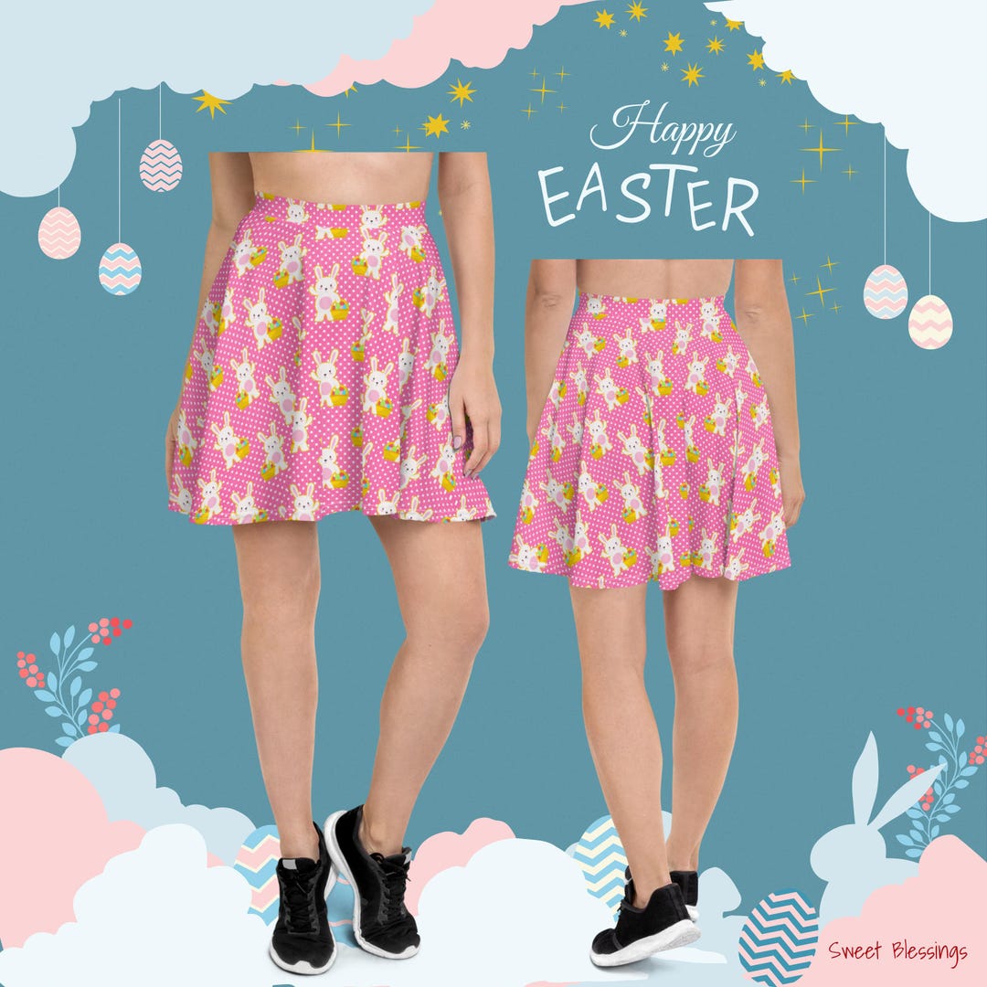 Cute Easter Bunny Skirt Ladies Women Teens – Trendy Teacher Skirt for ...