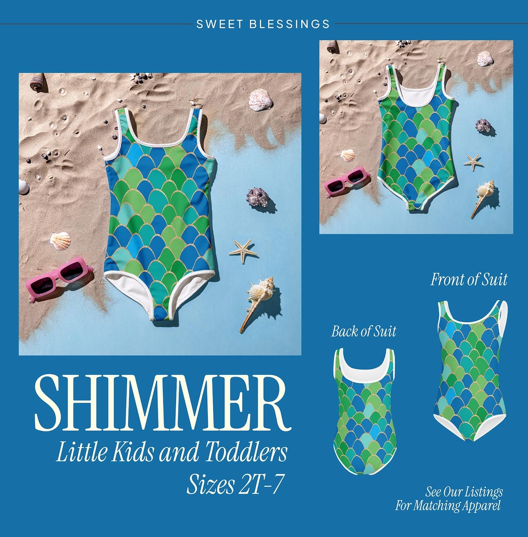 Mystic Mermaid One-piece Swimsuit for Little Girls Toddlers Sizes 2T-7 ...