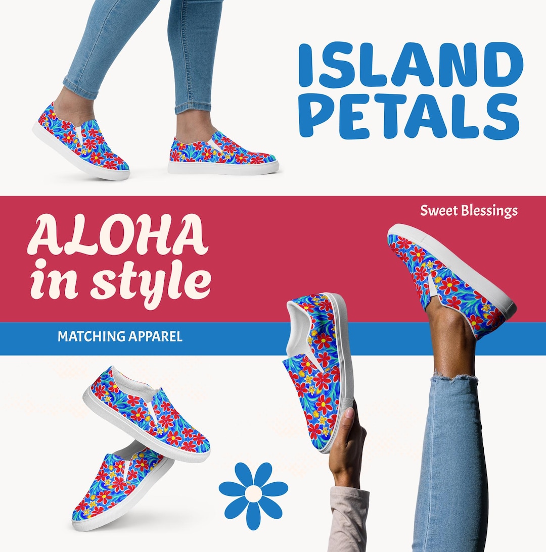 Tropical Hawaiian Island Petals Slip-on Canvas Shoes – Floral Sneakers ...