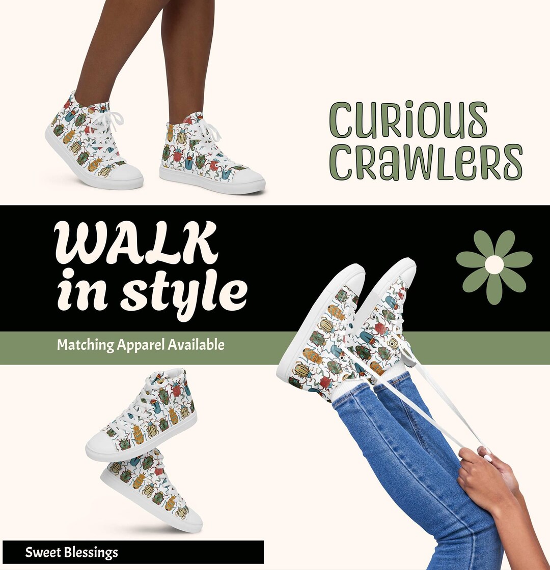 Colorful Insect Bugs High Top Canvas Shoes Women – Fun Shoes for ...