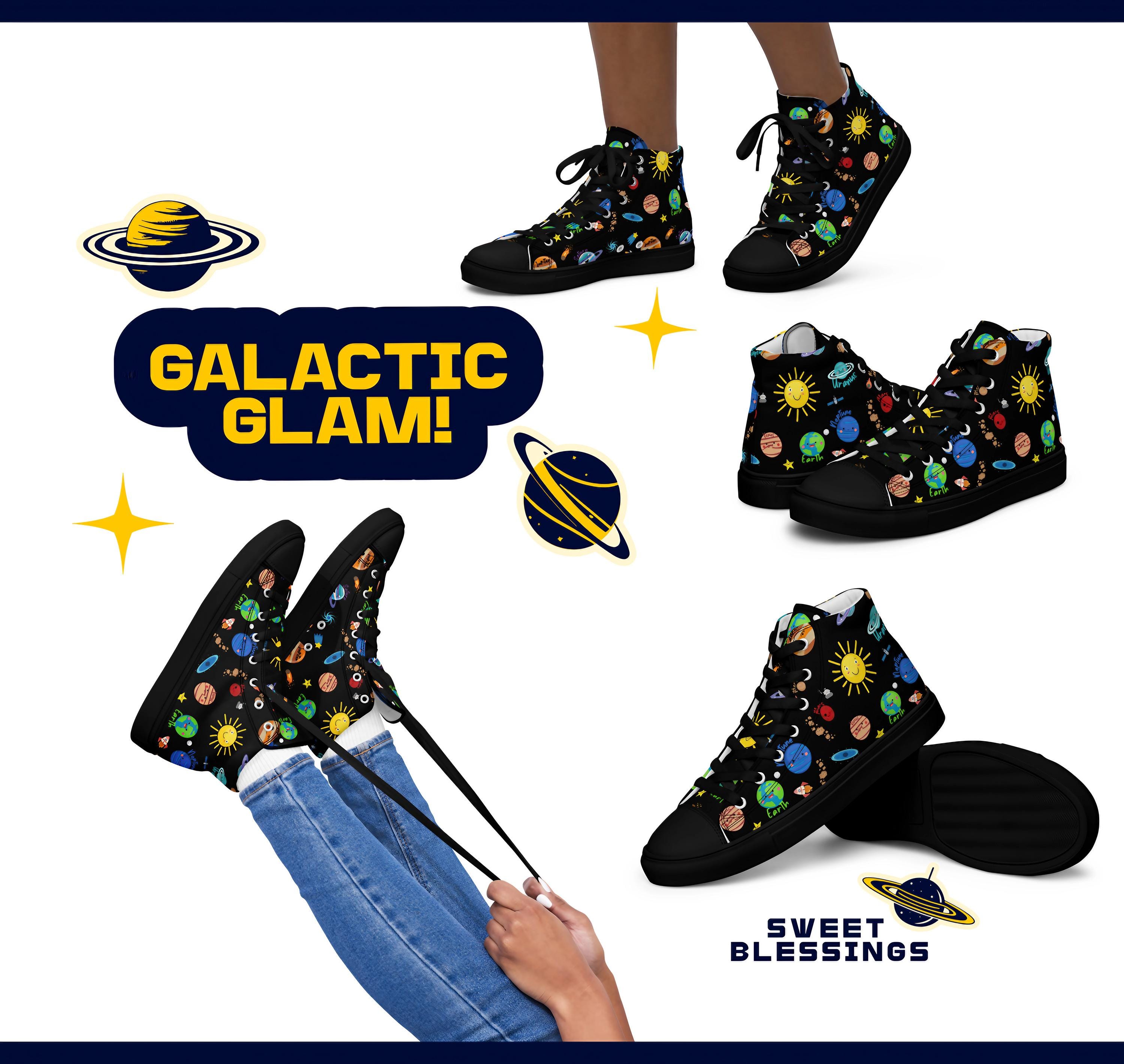 Solar System Swag Women's High Top Canvas Shoes Fun Shoes for Teachers ...
