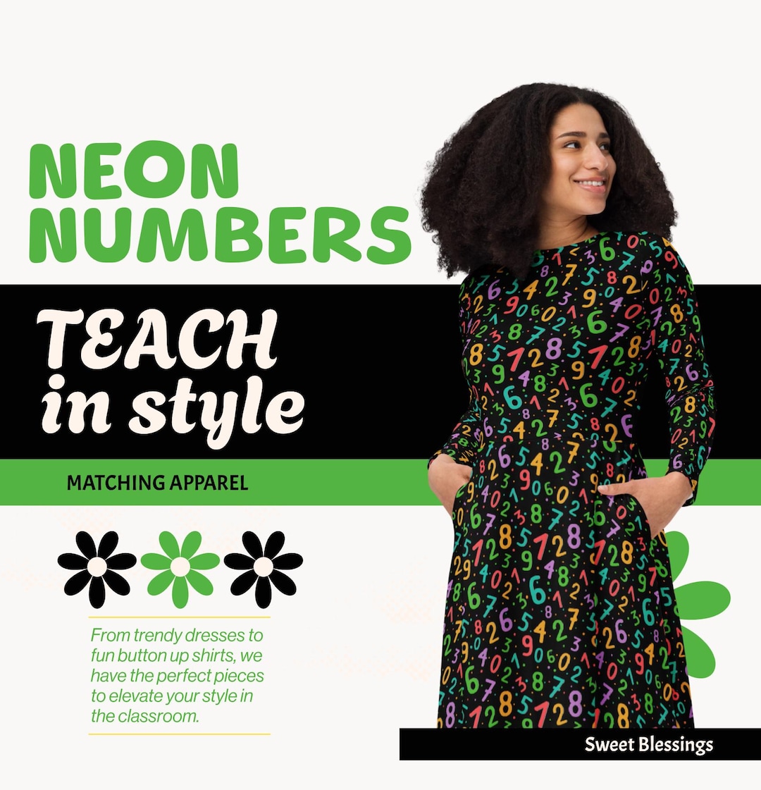 Math Magic Neon Numbers Teacher Dress - Perfect for Math Science ...