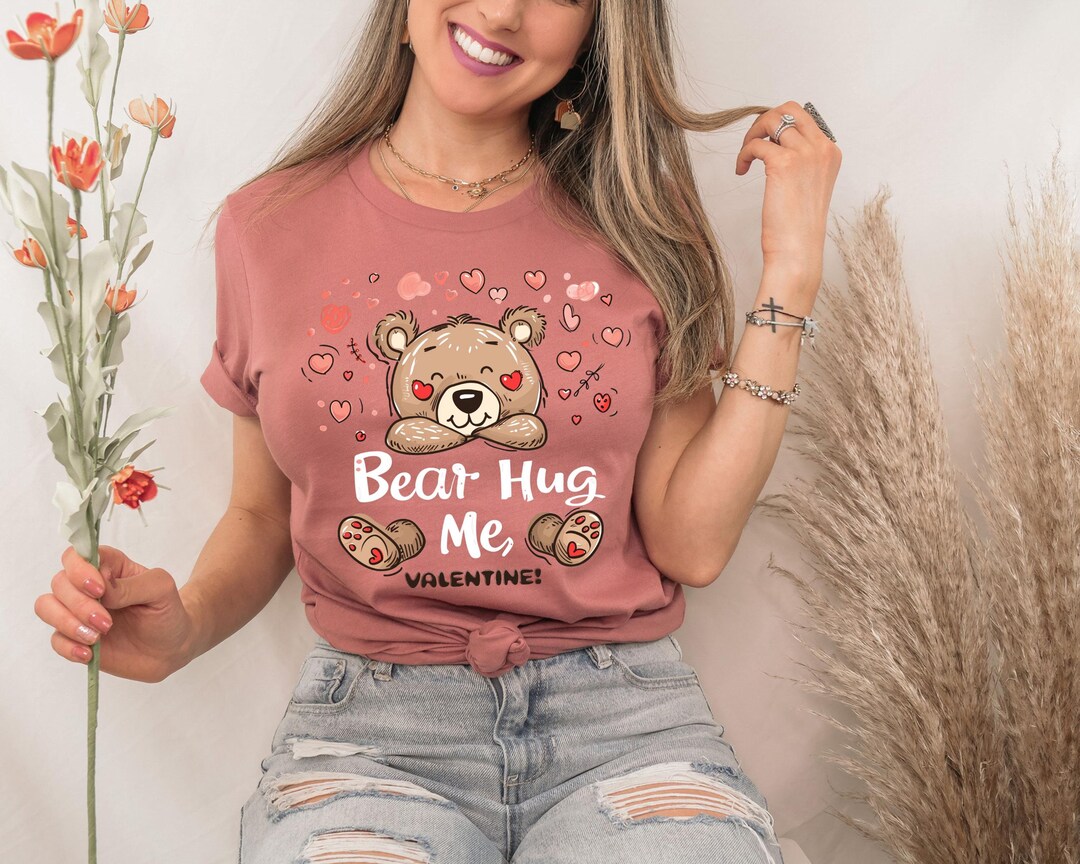 Bear Hug Me Shirt, Valentine's Day Bear Shirt, Bear With Heart Shirt, Love Shirt, Gift for Her ...