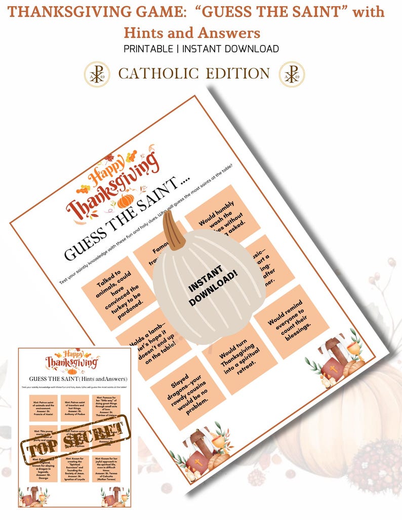 Catholic Thanksgiving Game Bundle Fun & Faith for All Ages Family ...