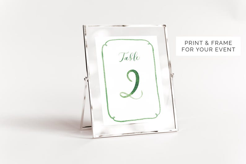 Elegant Watercolor Wedding Table Numbers - Instant Download - Etsy