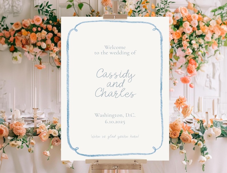 INSTANT DOWNLOAD Blue Watercolor Welcome Sign for Wedding - Etsy