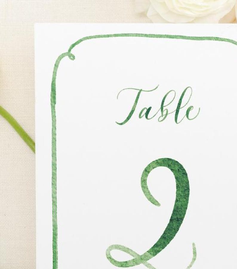 Elegant Watercolor Wedding Table Numbers - Instant Download - Etsy