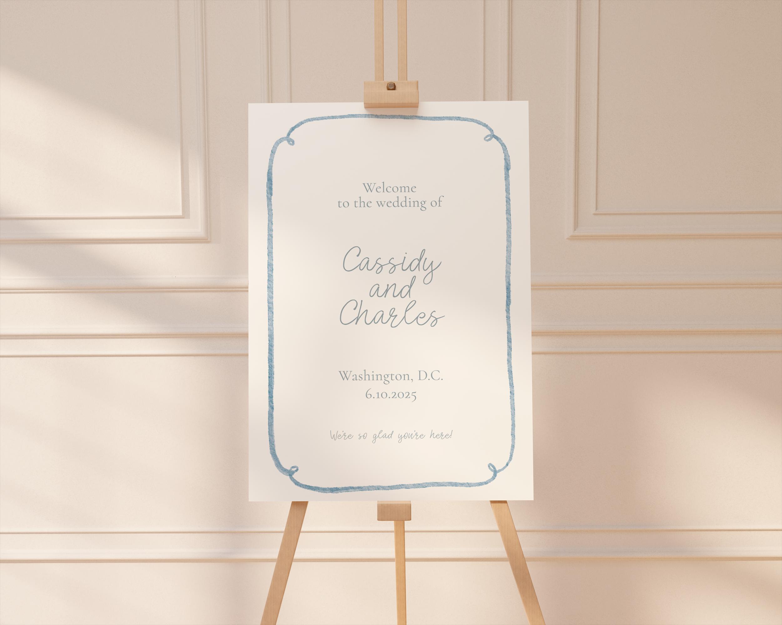 INSTANT DOWNLOAD Blue Watercolor Welcome Sign for Wedding - Etsy