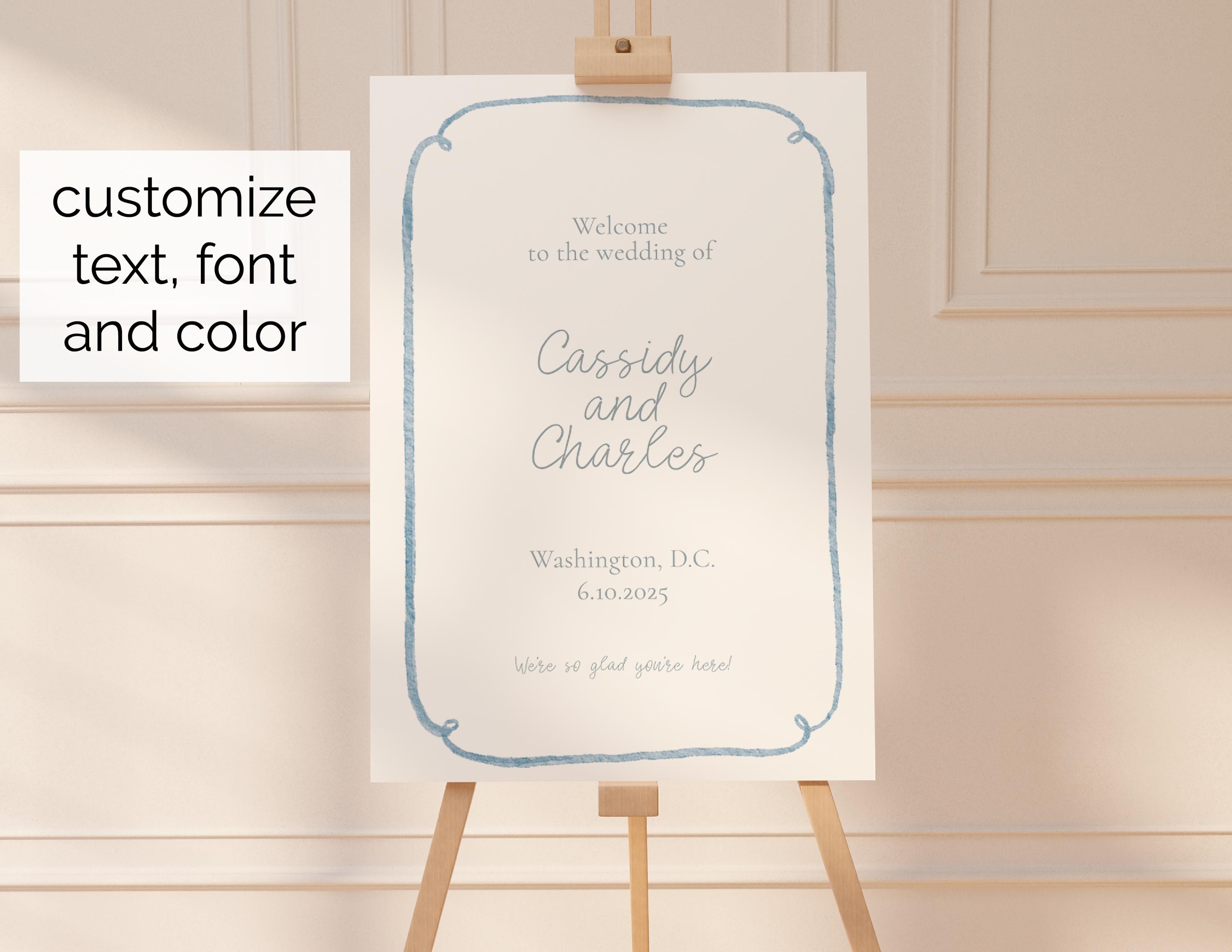 INSTANT DOWNLOAD Blue Watercolor Welcome Sign for Wedding - Etsy