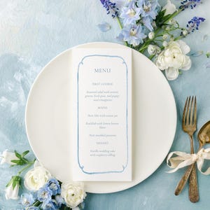 Elegant Blue Watercolor Wedding Menu - Instant Download - Edit and ...