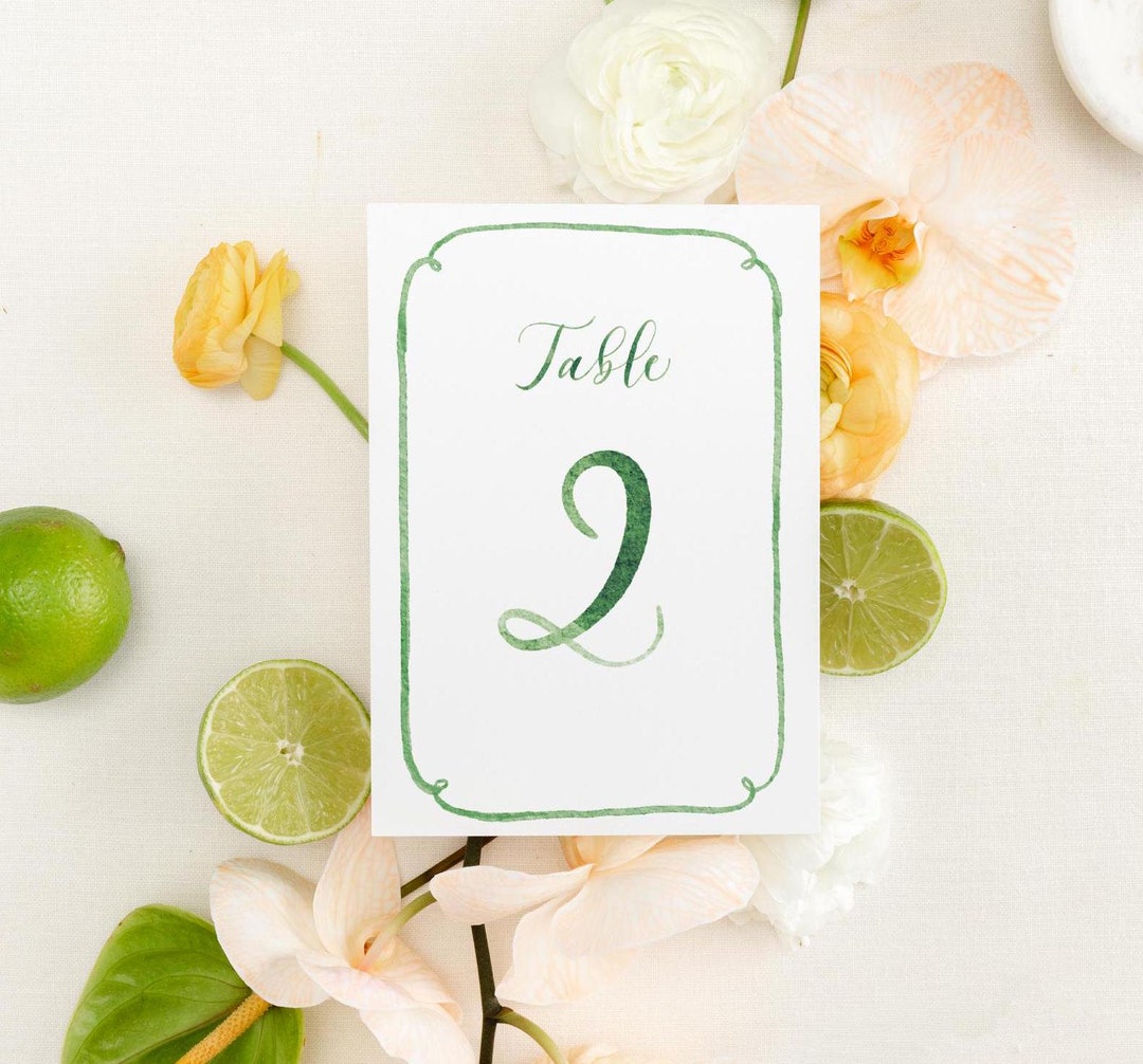 Elegant Watercolor Wedding Table Numbers - Instant Download - Etsy