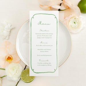 Elegant Green Watercolor Wedding Menu - Instant Download - Edit and ...