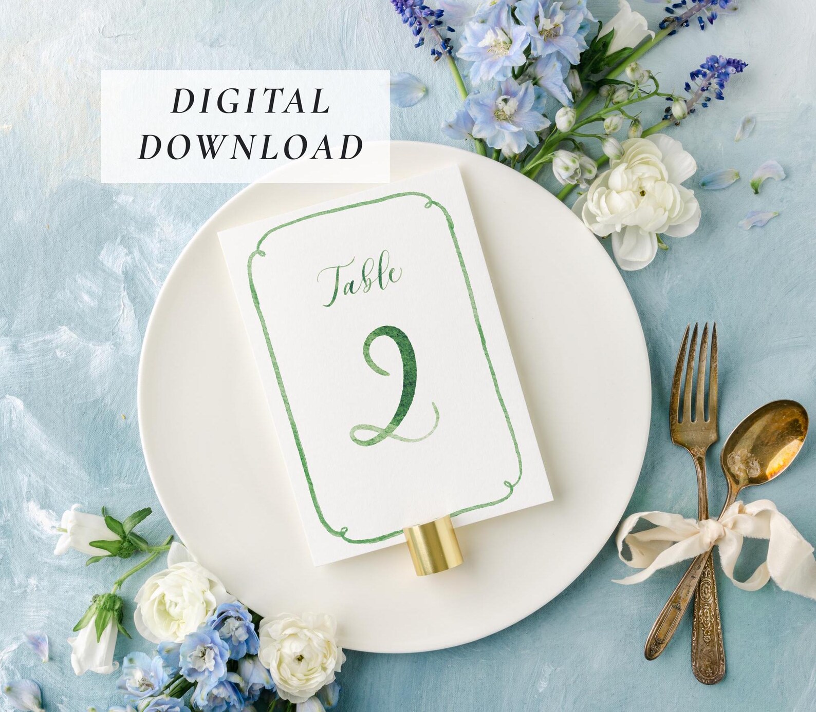 Elegant Watercolor Wedding Table Numbers - Instant Download - Etsy