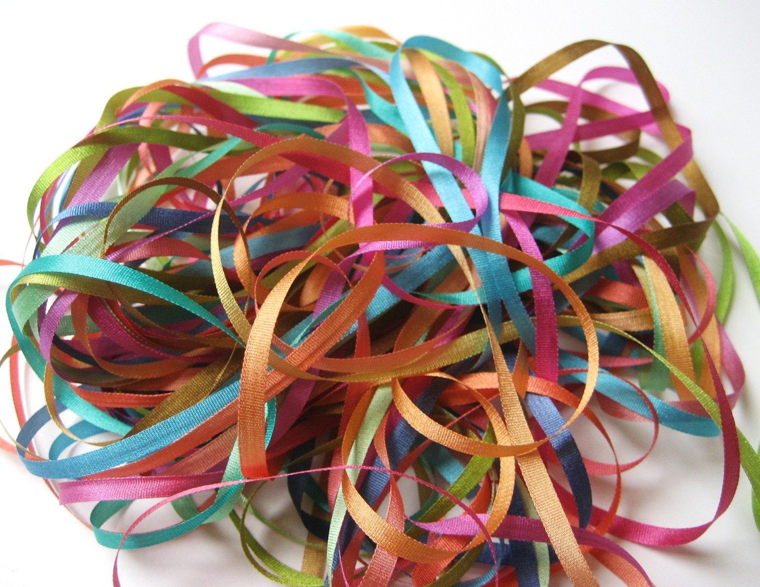 Rainbow Mix - 14 Metres of 3.5mm Silk Ribbon - Etsy