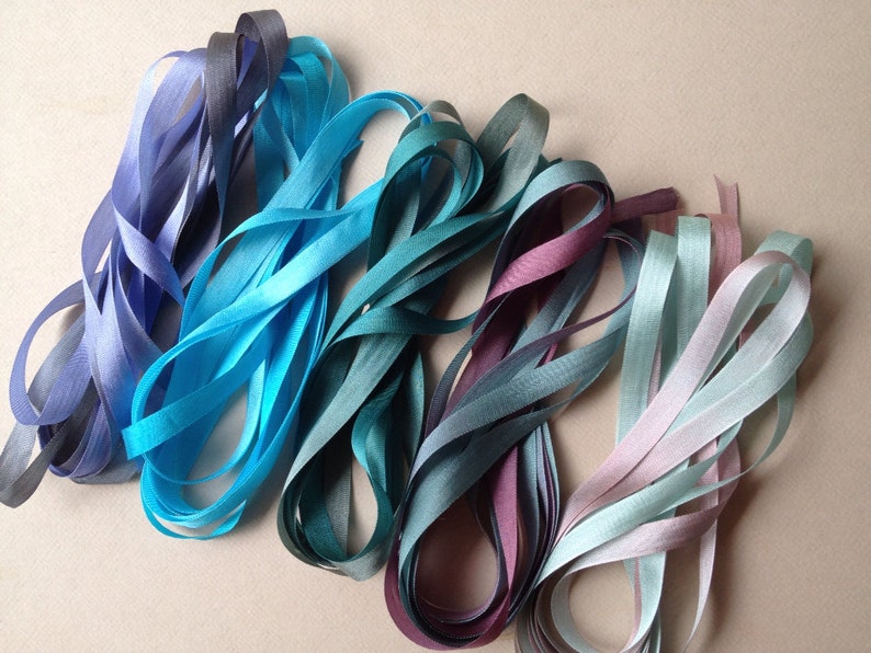 Ocean Mix 10 Metres of 7mm Silk Ribbon - Etsy