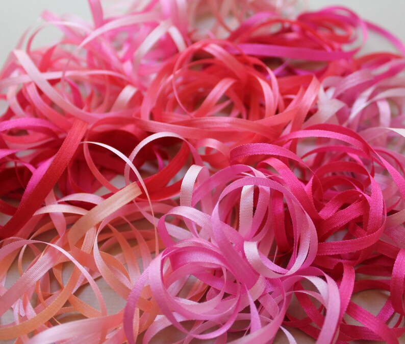 Raspberry Mix 20 metres of 3.5mm silk ribbon | Etsy