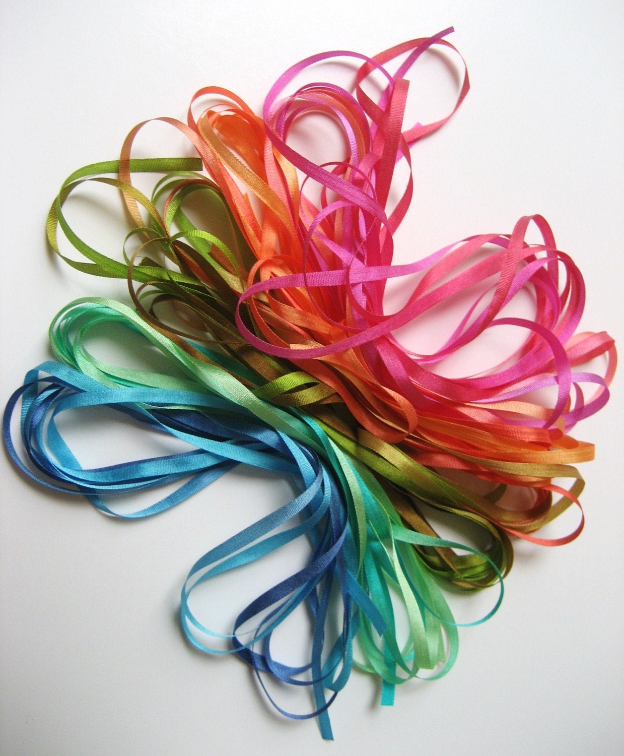 Rainbow Mix - 14 Metres of 3.5mm Silk Ribbon - Etsy