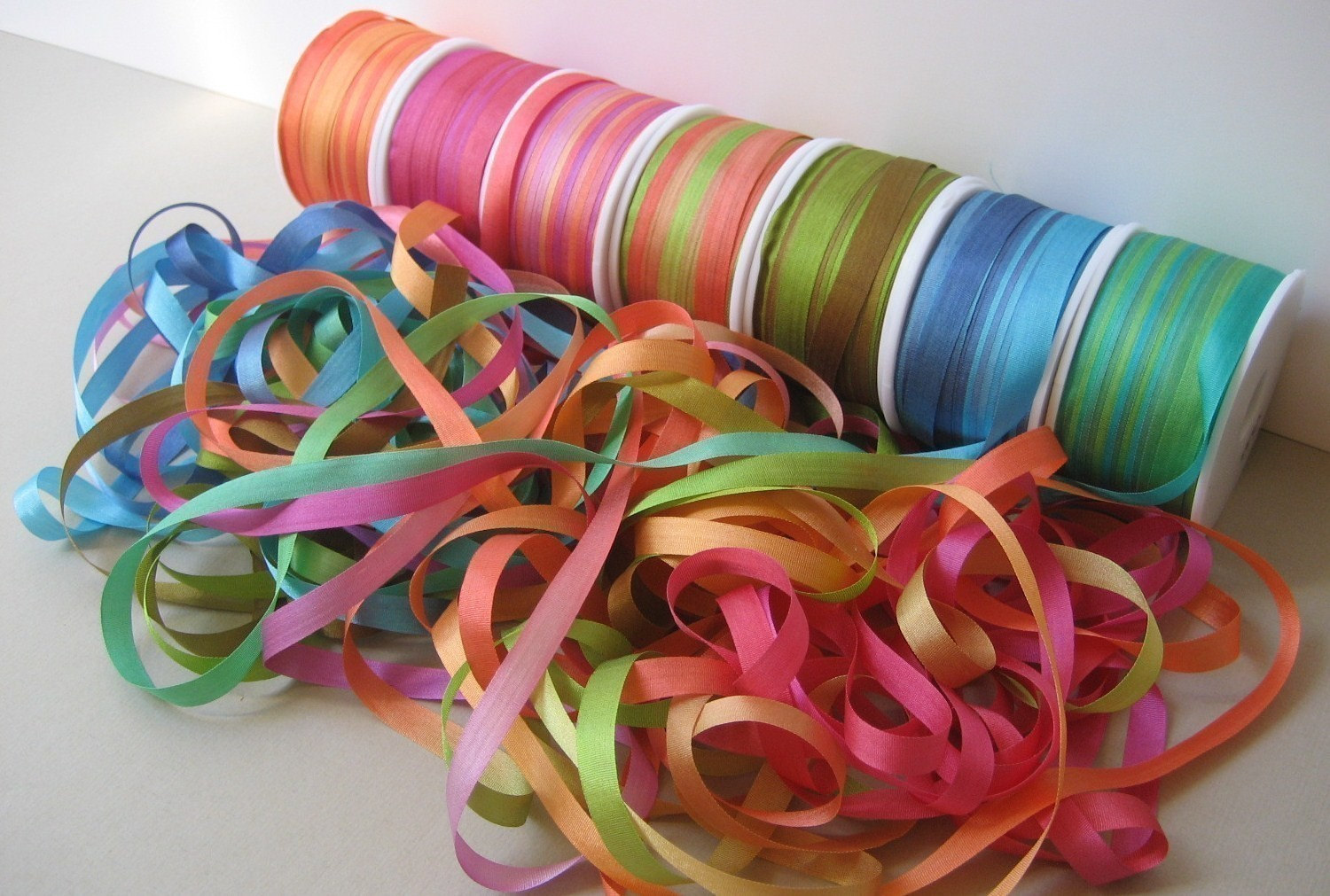Rainbow Mix 14 Metres of 7mm Silk Ribbon - Etsy