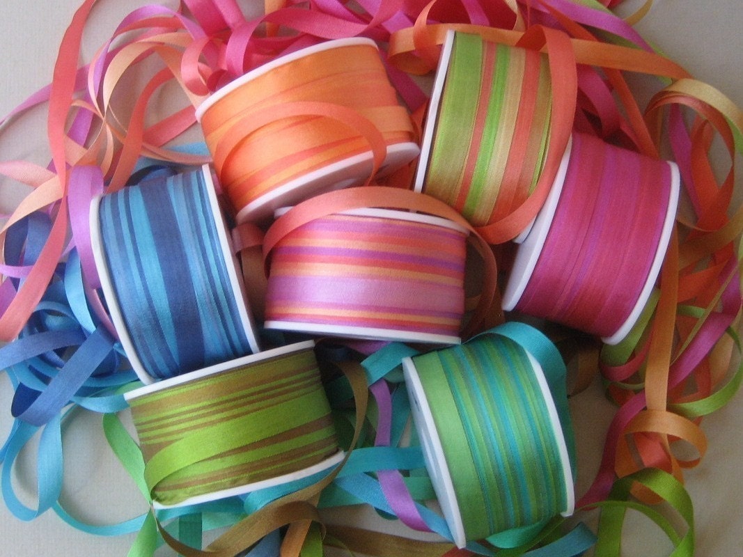 Rainbow Mix 14 Metres of 7mm Silk Ribbon | Etsy