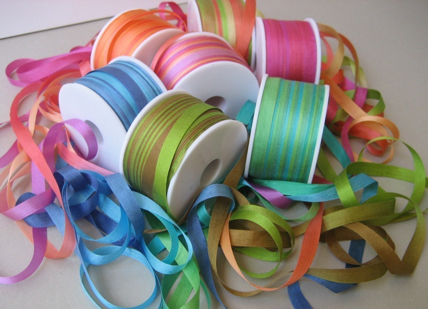 Rainbow Mix 14 Metres of 7mm Silk Ribbon - Etsy