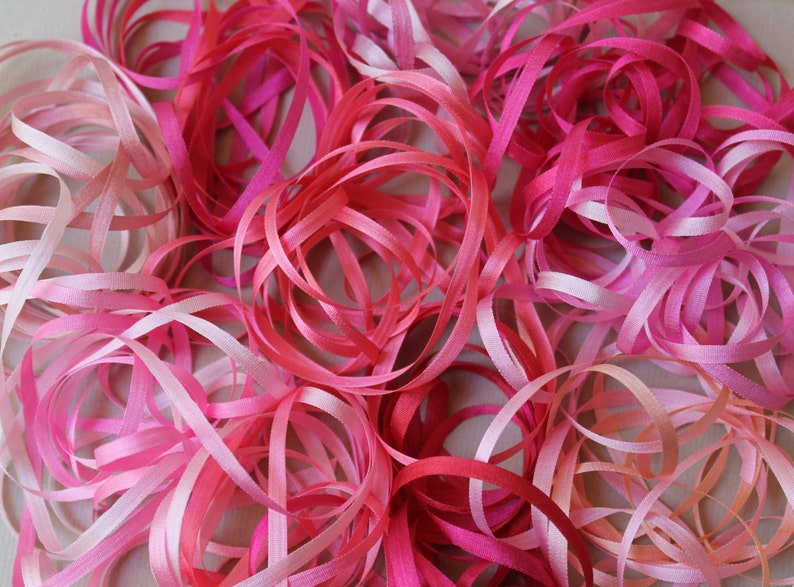 Raspberry Mix 20 metres of 3.5mm silk ribbon | Etsy