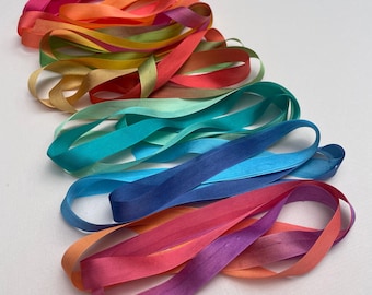 Rainbow Mix 6 Metres of 13mm Silk Ribbon - Etsy