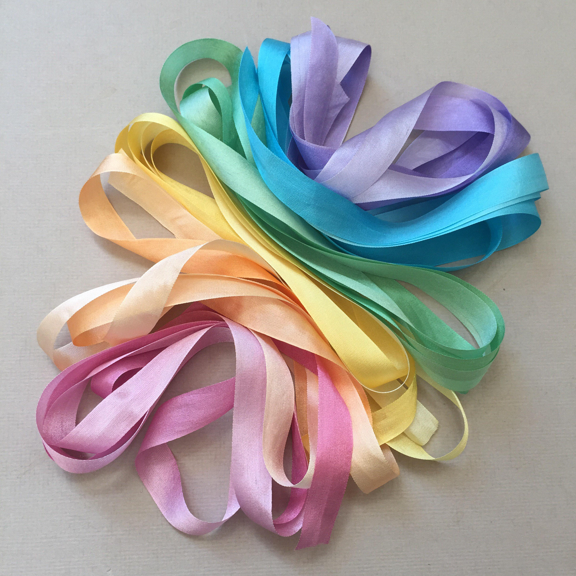 Pastel Rainbow Mix 6 metres of 13mm silk ribbon | Etsy