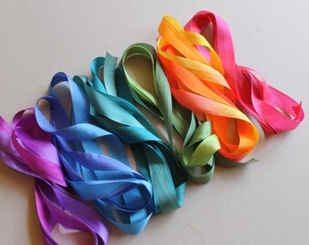 Rainbow Mix 14 Metres of 7mm Silk Ribbon - Etsy