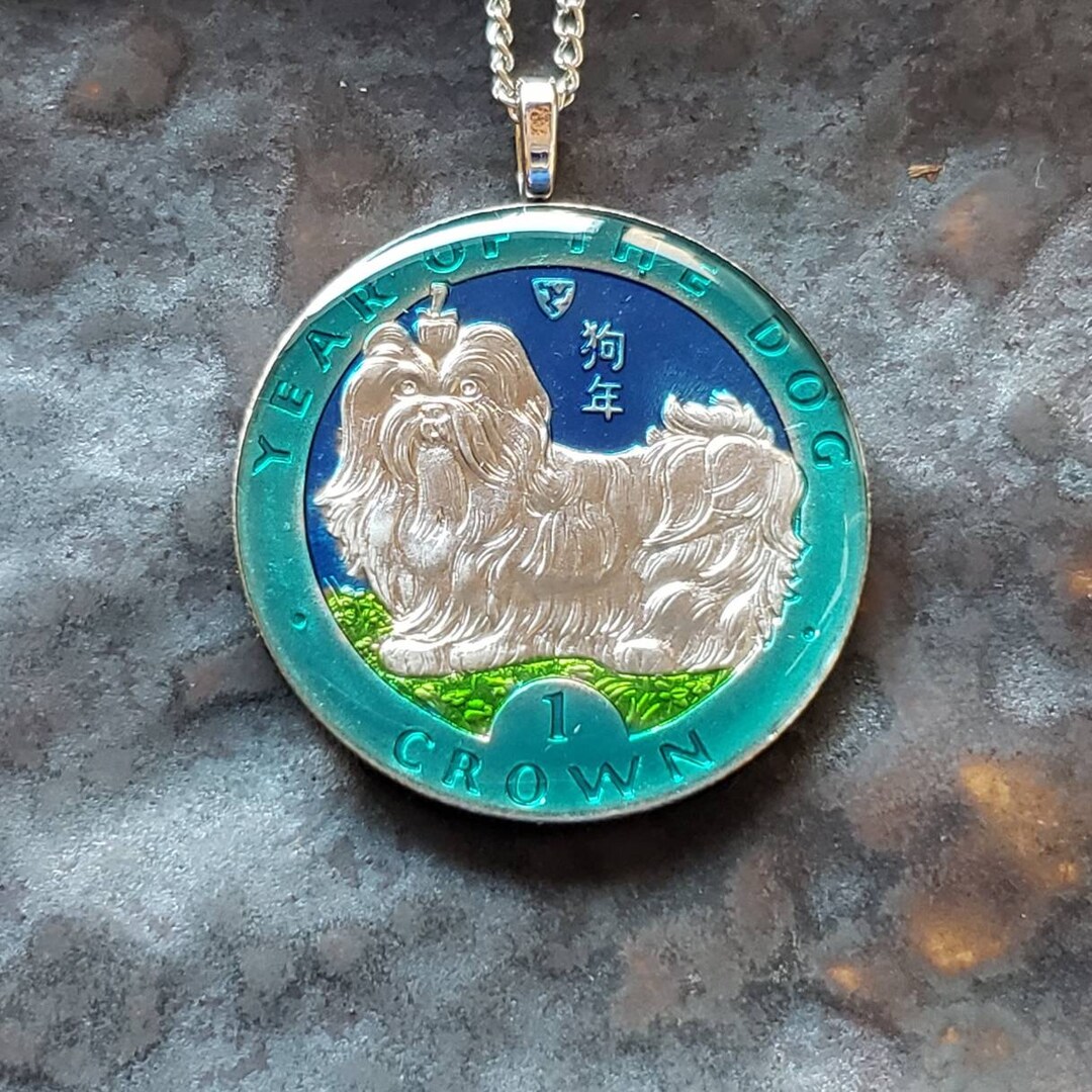 Isle of Man - Pekingese Year of the Dog Coin Pendant. Hand Painted by ...