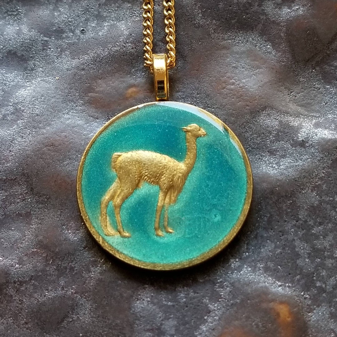 Peru Coin, Hand Painted by Ann Nolen. Llama Pendant. Coin Size Small ...