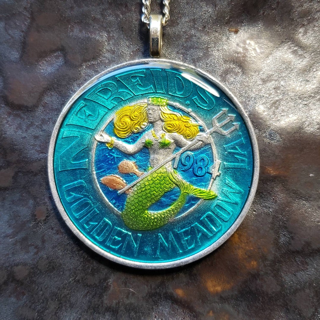 Mardi Gras Token, Mermaid. Hand Painted by Ann Nolen. Coin Size Large ...