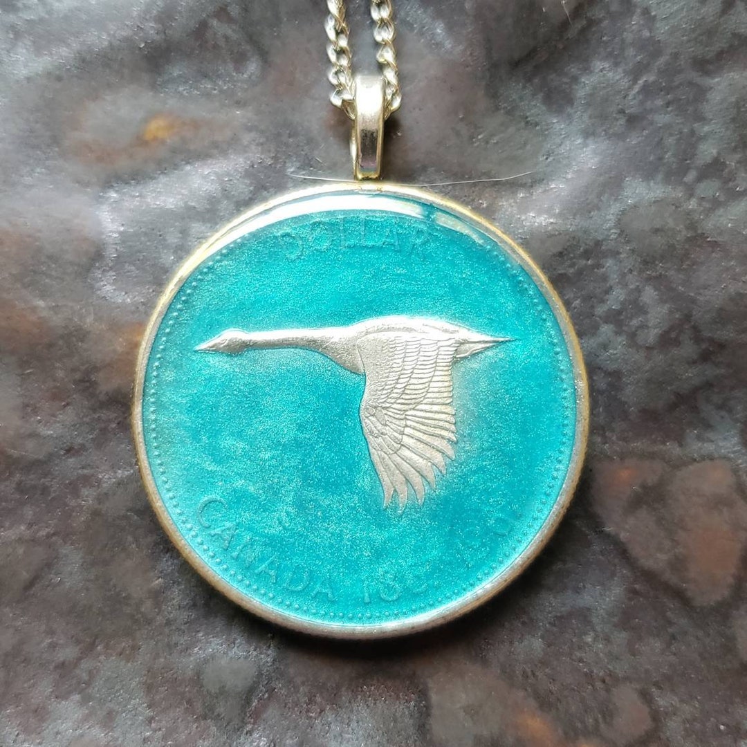 Hand-painted 1967 Canada Coin - Flying Geese. Pendant Hand Crafted by ...