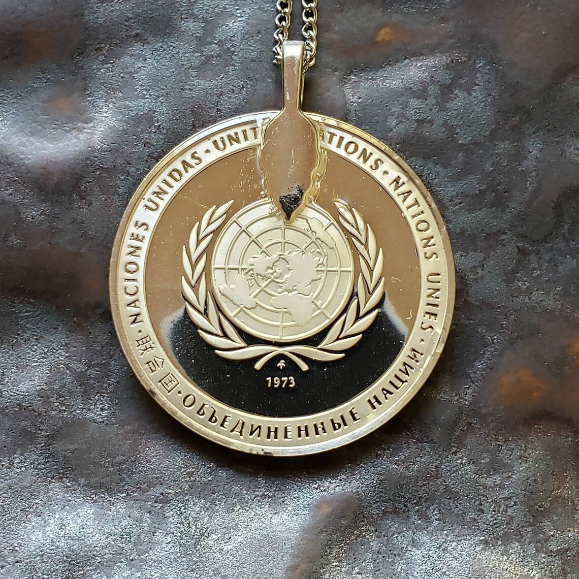 United Nations Peace Dove Coin Pendant Hand Painted by Ann | Etsy