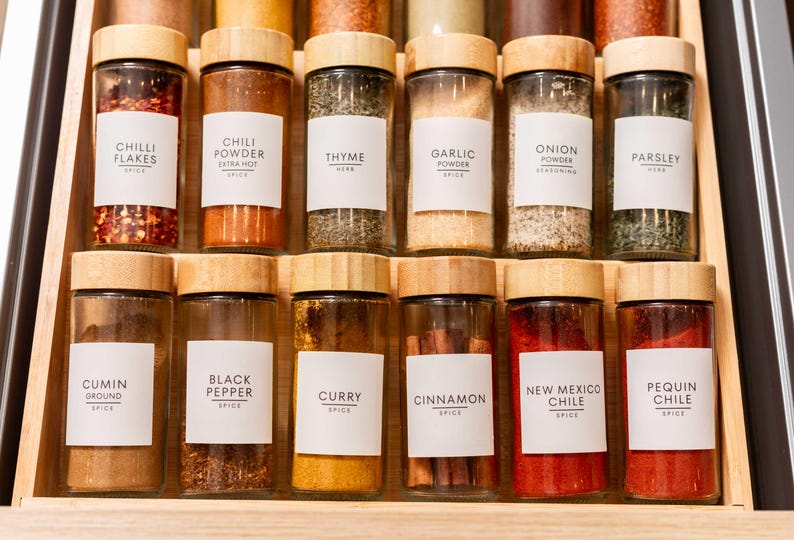 24 Modern Round Spice Jars With Labels - Etsy