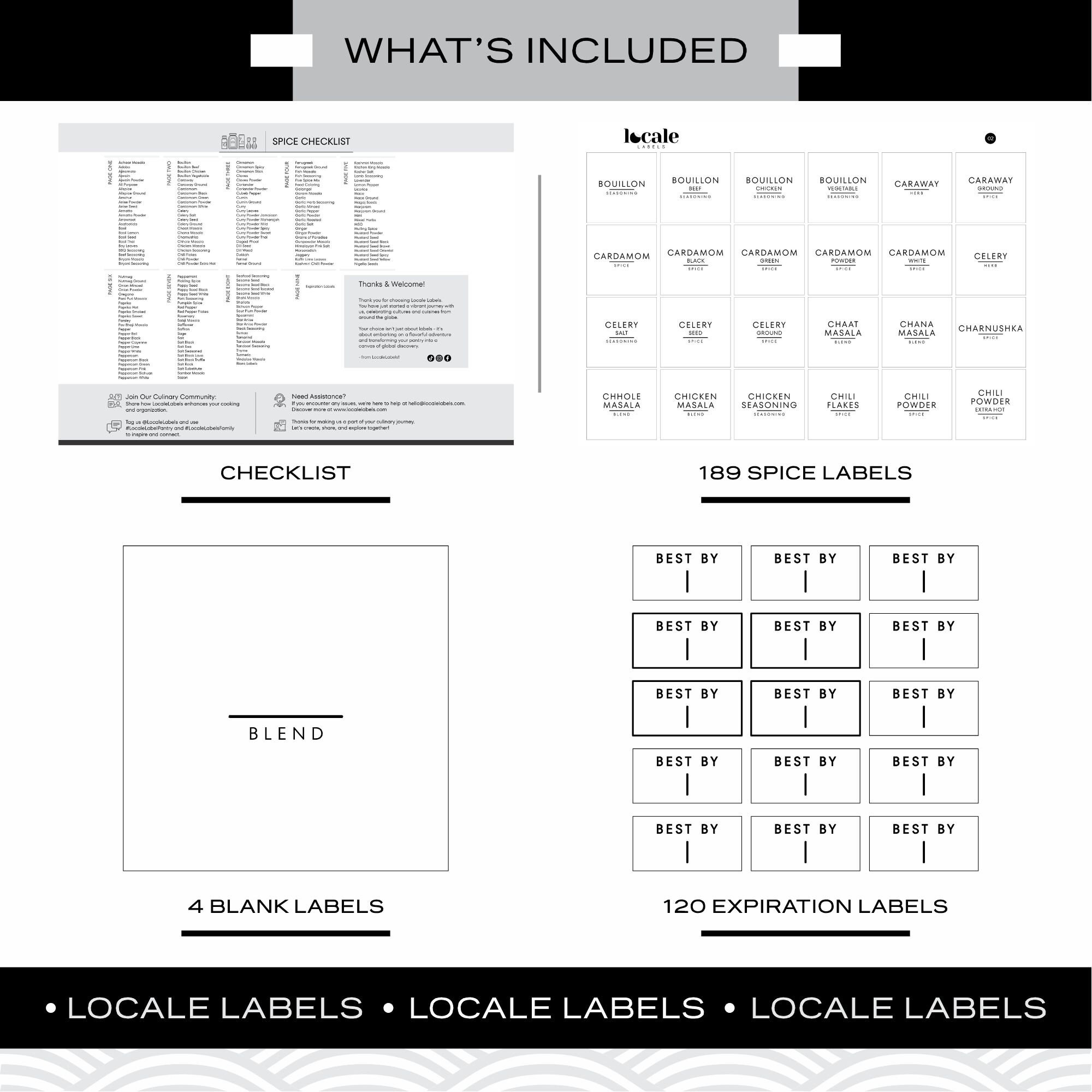 South Asian Spice Labels- 312 Pre-printed Labels Including Expiration ...